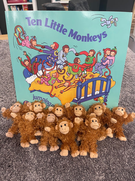 10 little monkeys story book and Auslan DVD with 10 finger puppets ...