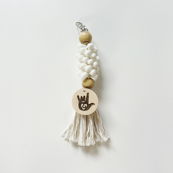 Shell Keyring With Wooden Beads And Tassel – Auslan Journey