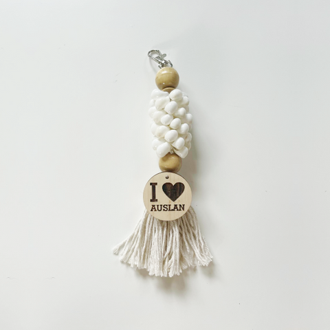 Shell Keyring With Wooden Beads And Tassel – Auslan Journey