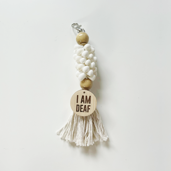 Shell Keyring With Wooden Beads And Tassel – Auslan Journey